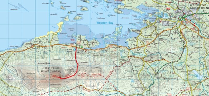 Croagh Patrick Mountain Walk and Pilgrimage Path Route Map, Westport ...